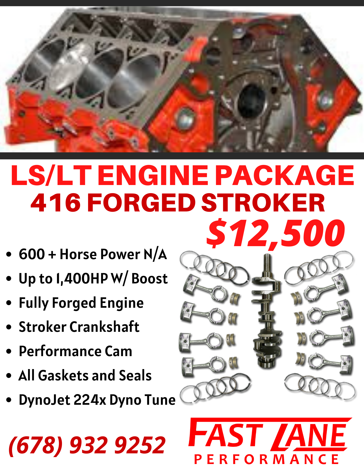 GM LS/LT 416 Stroker Package – Fast Lane Performance